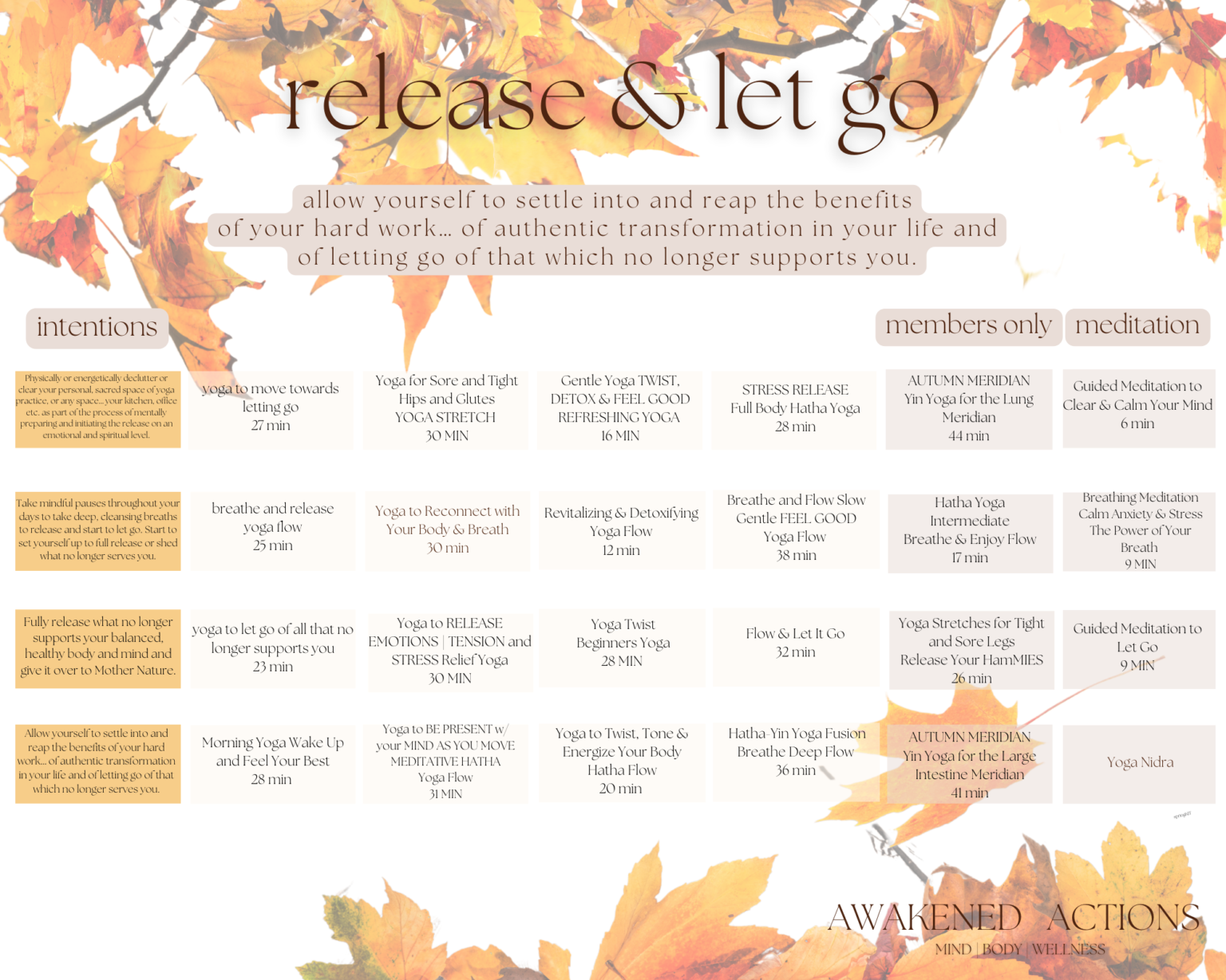 Autumn Yoga | Release & Let Go | Yoga with the Seasons Calendar
